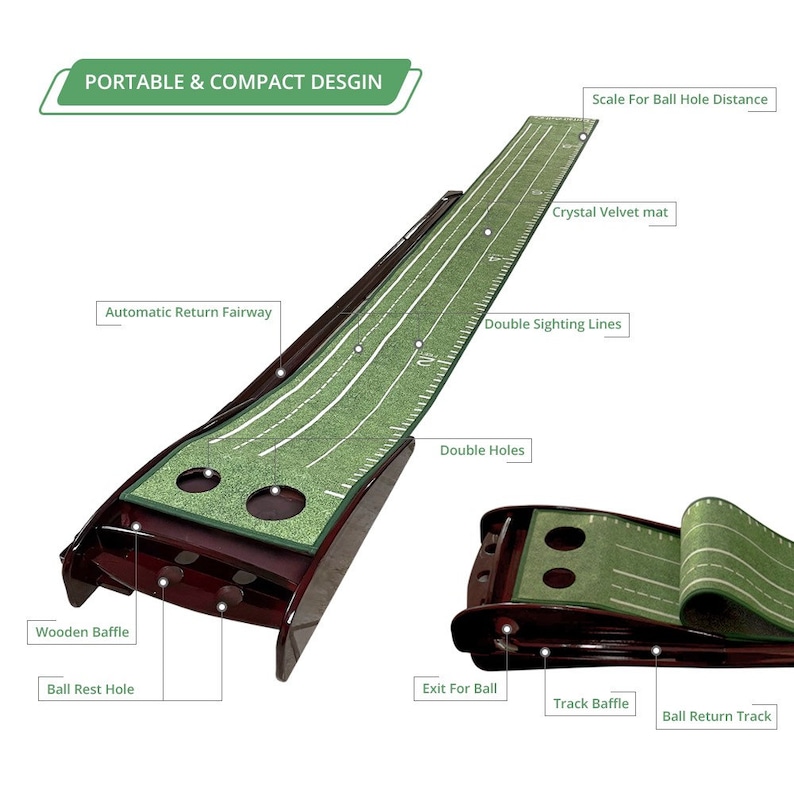 Wood Golf Putting Mat With Auto Ball Return System by Detroit Golf Co ...