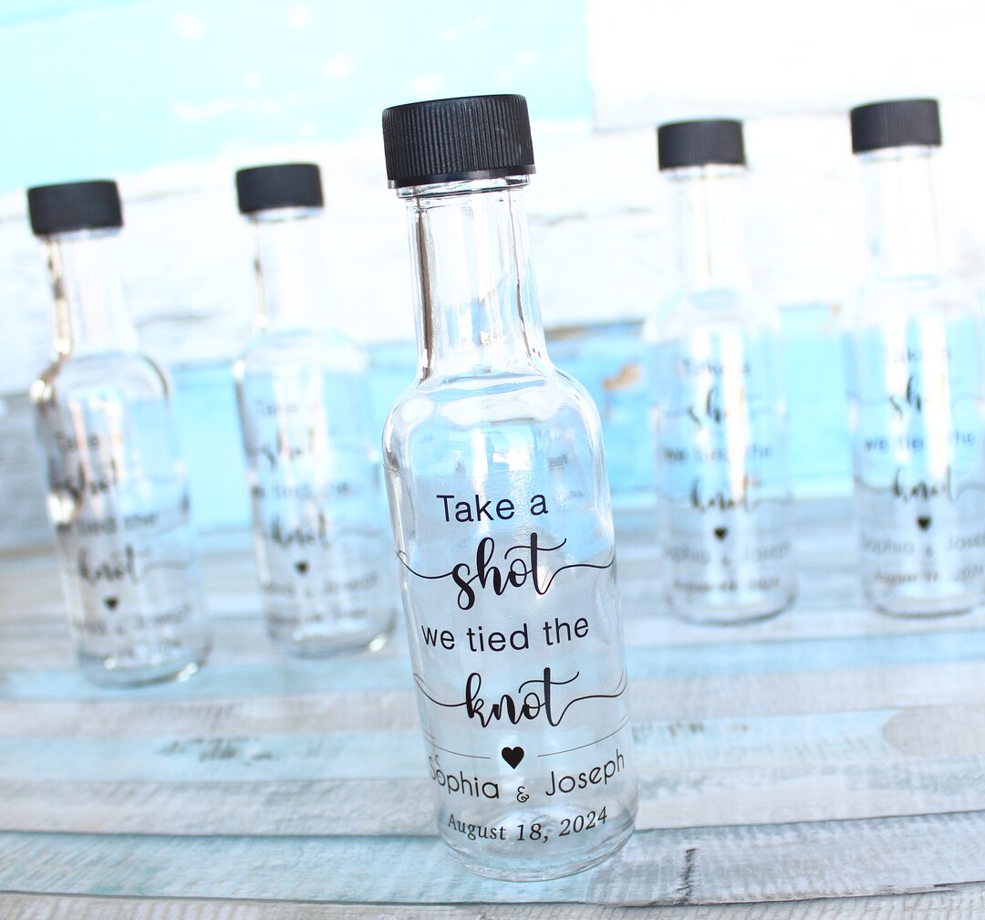 We Tied the Knot Bottles and Labels, Wedding Take a Shot, Favor for ...