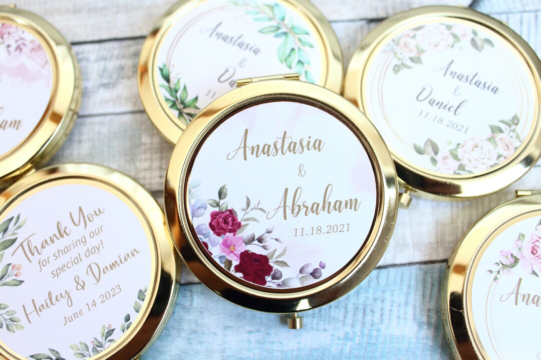 Personalized Metal Mirror Favors, Wedding Favors, Bridal Shower Favor ...