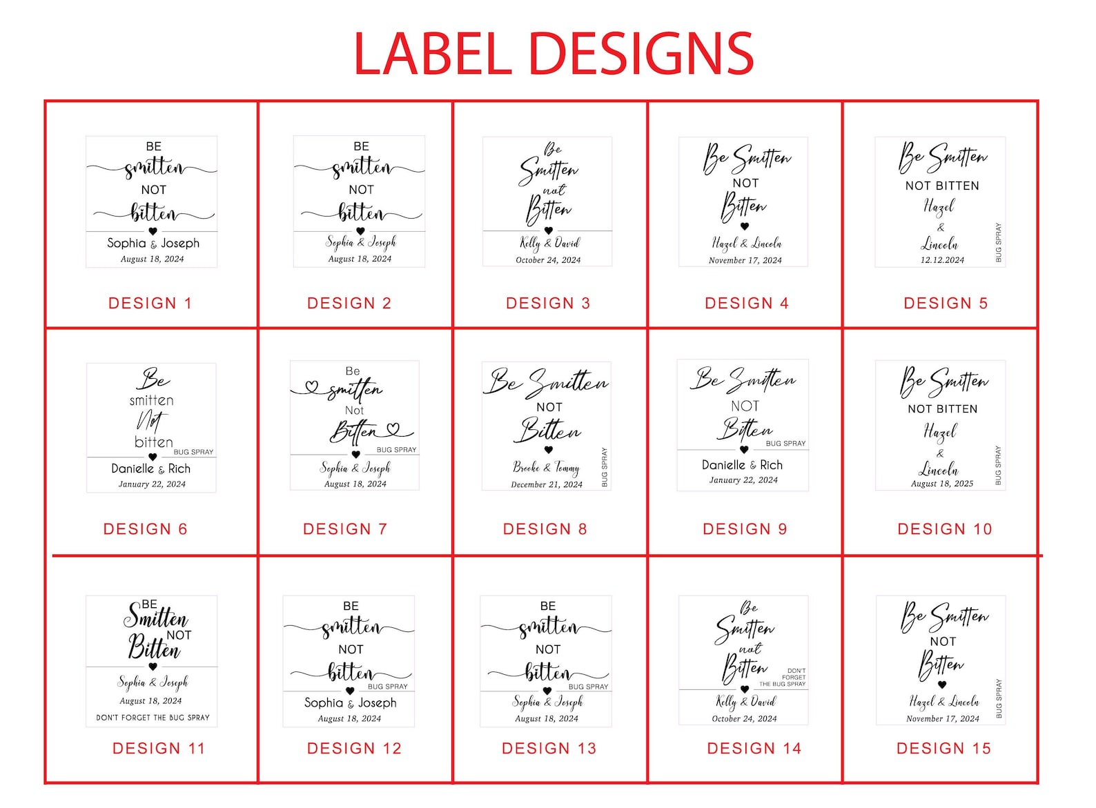 Wedding Bug Spray Bottles With Label, Wedding Favor for Guests, Custom ...