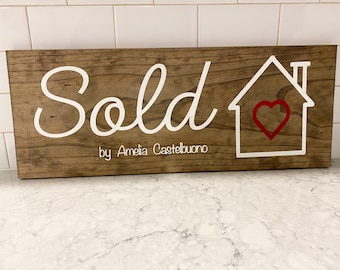 Real Estate Wood Sold Sign - Etsy
