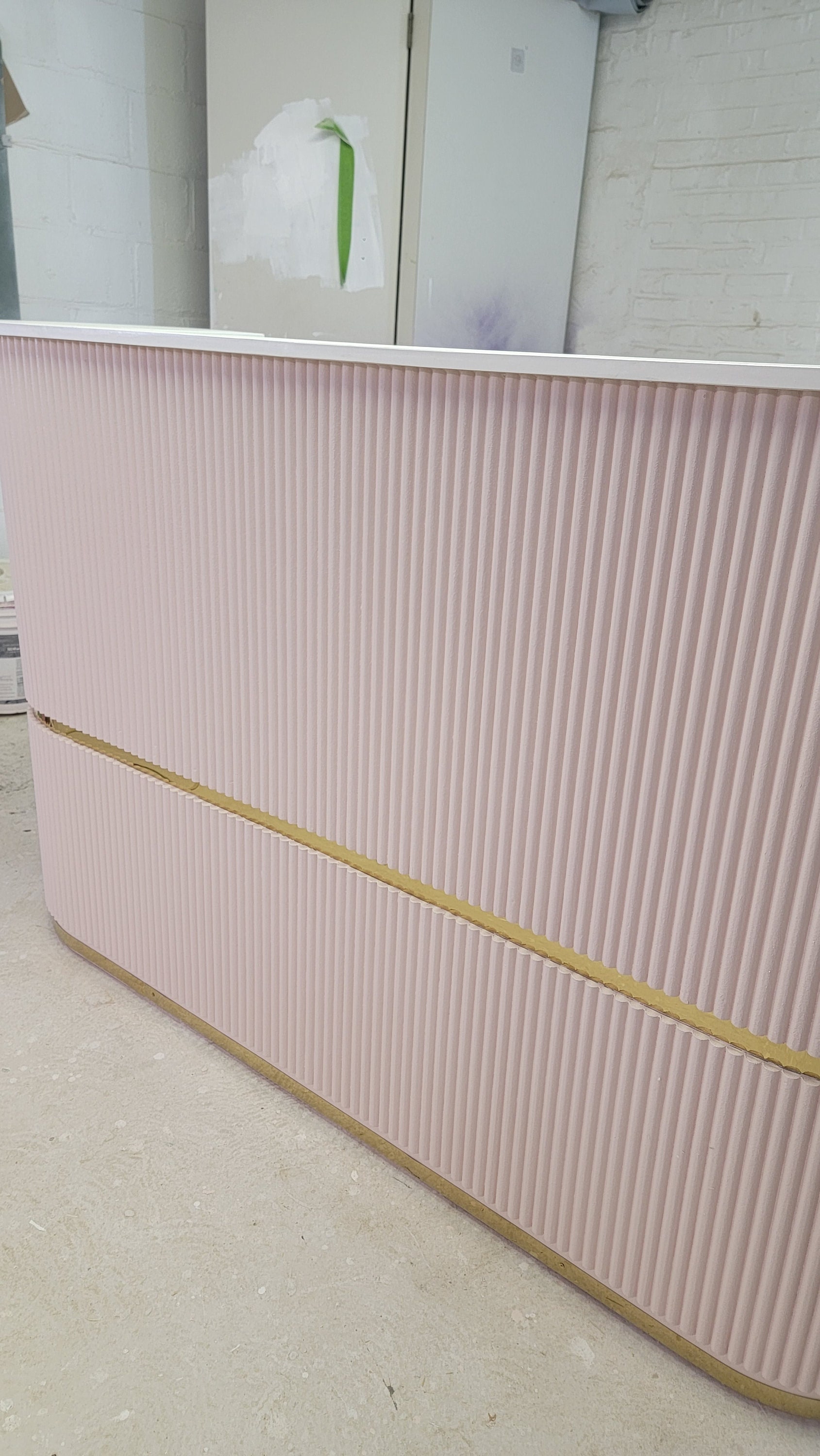 Fluted Reception Desk , FLUTED Table, Dinner Table, Modern Front Desk ...