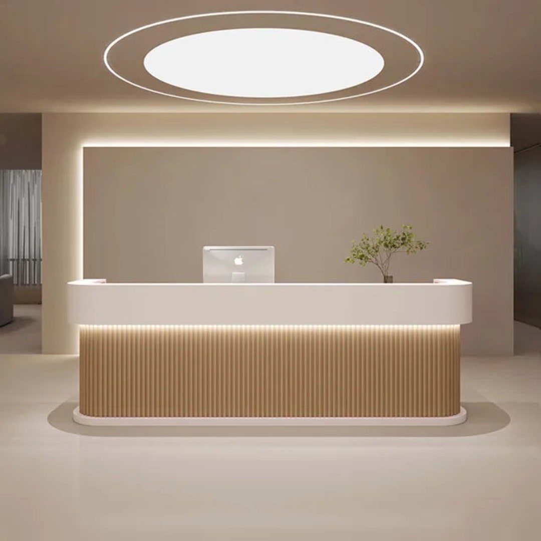 Fluted Reception Desk Reception Desk Dinner Table Modern - Etsy UK