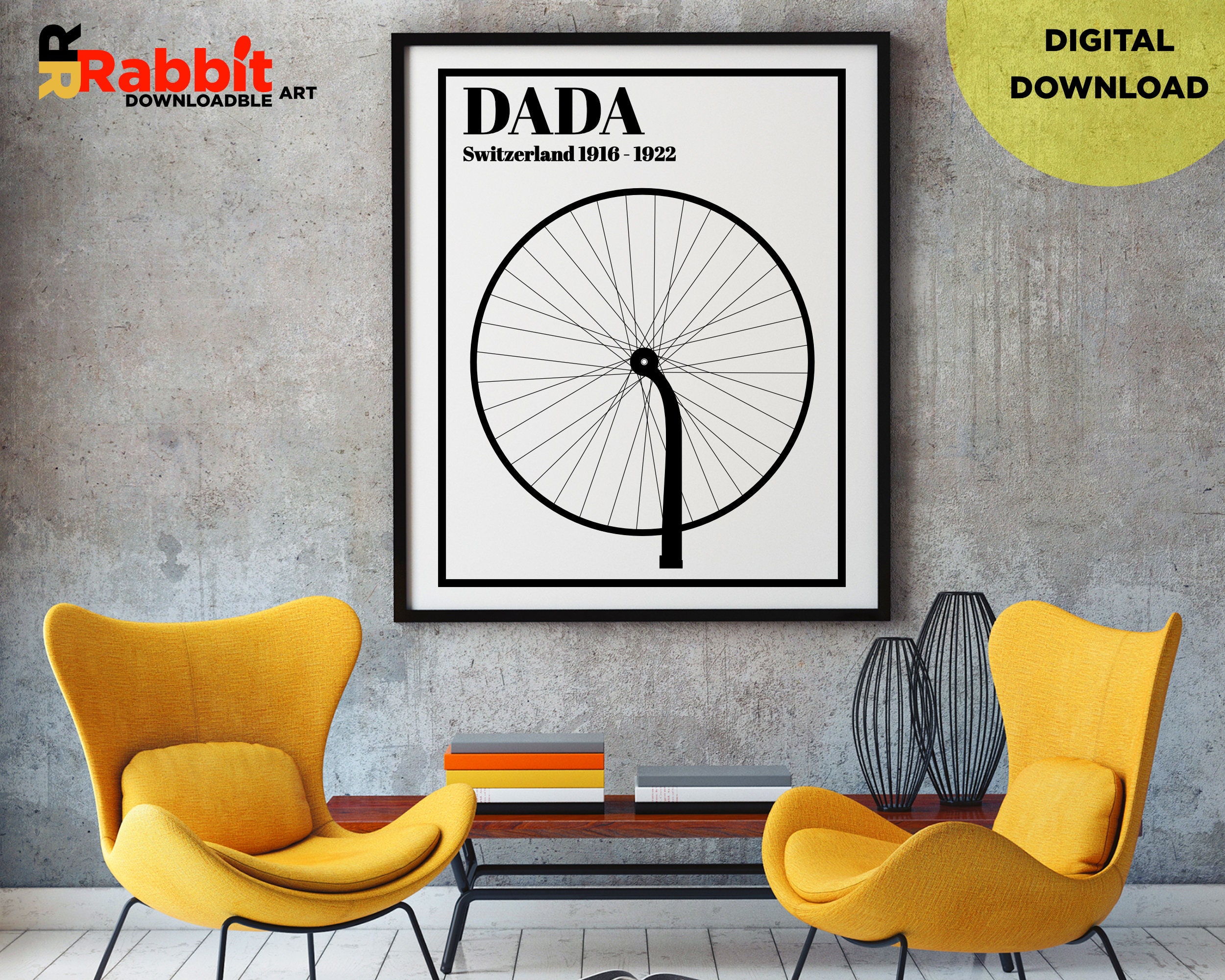 Cartel imprimible de arte dadaísmo Marcel Duchamp Rueda de bicicleta ...