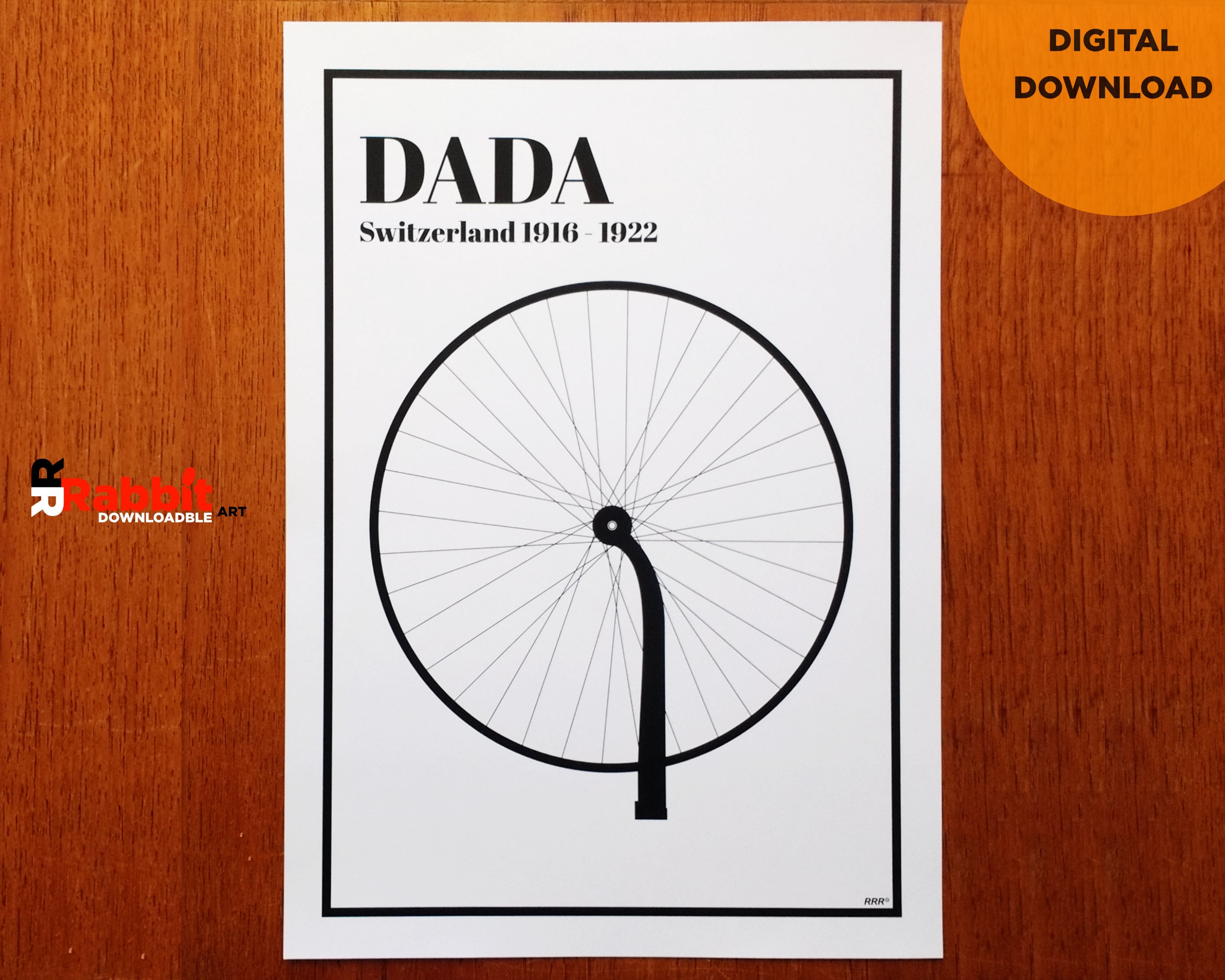 Cartel imprimible de arte dadaísmo Marcel Duchamp Rueda de bicicleta ...