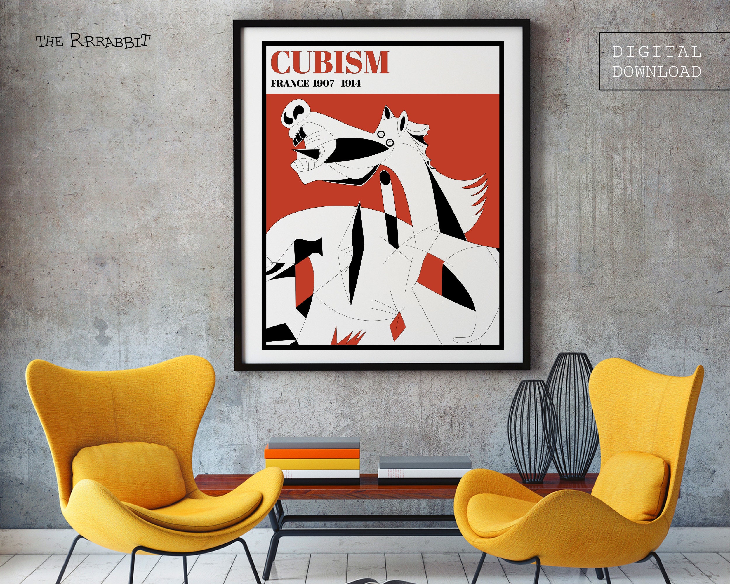 CUBISM ART Printable Poster Red Art Movement Poster Printable Wall Art ...