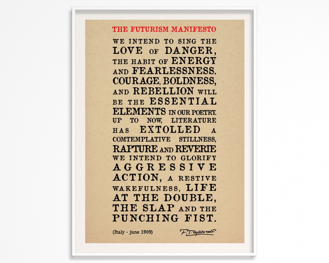 Futurism Manifesto Quotes Poster - Printable Poster - Italian Futurism ...