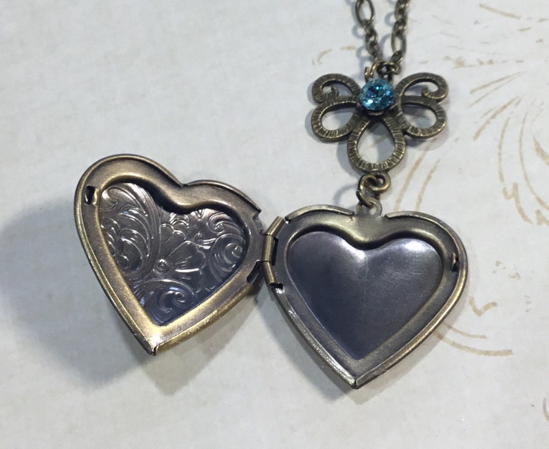 Blue Rose Locket Heart Shaped Locket Swarovski Blue - Etsy