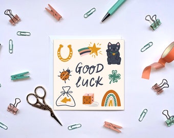 Good Luck Card Greetings Card Lucky Wishing Luck New Job - Etsy