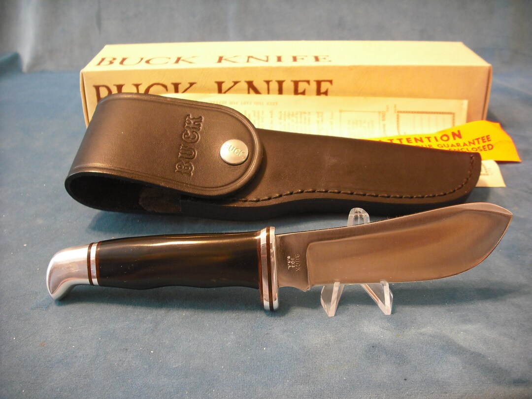 Vintage, Buck 103 Skinner Fixed Blade Knife and Black Leather Sheath ...