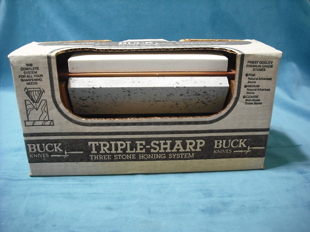 Buck Knives Triple Sharp 3 Stone Knife Sharpening System Original Box ...