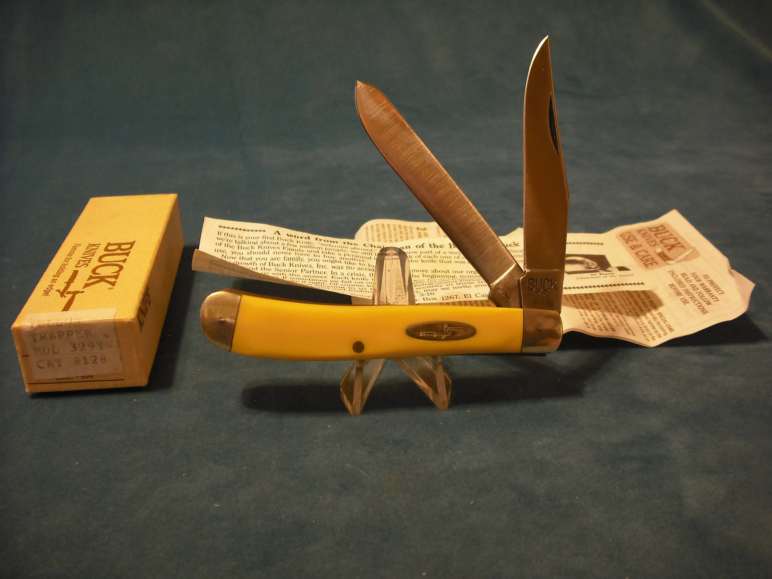 Vintage Buck 329 Trapper in Original Box With Paper Yellow Handles ...