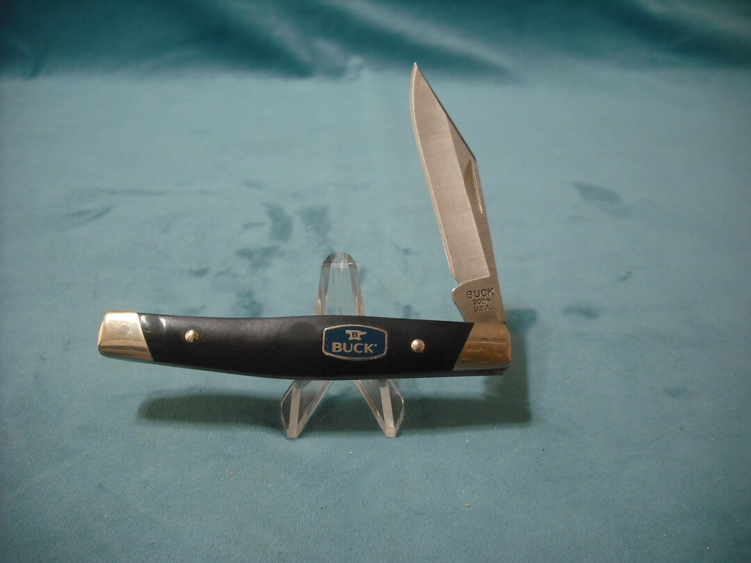 Buck 302 Solitare Single Blade Pocket Knife Black Delrin Handles With ...