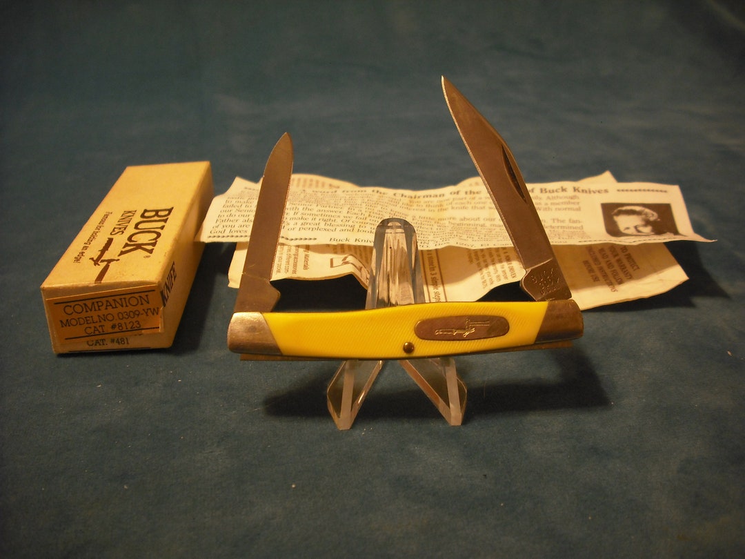 Vintage Buck 309 Companion Pocket Knife Original Box With Papers Yellow ...