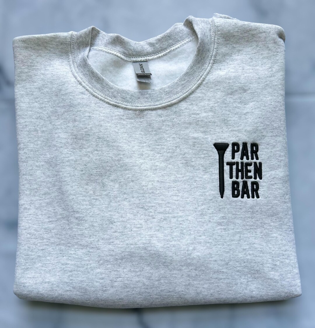 Embroidered Par Then Bar 3D Font Crewneck | Golf - Etsy