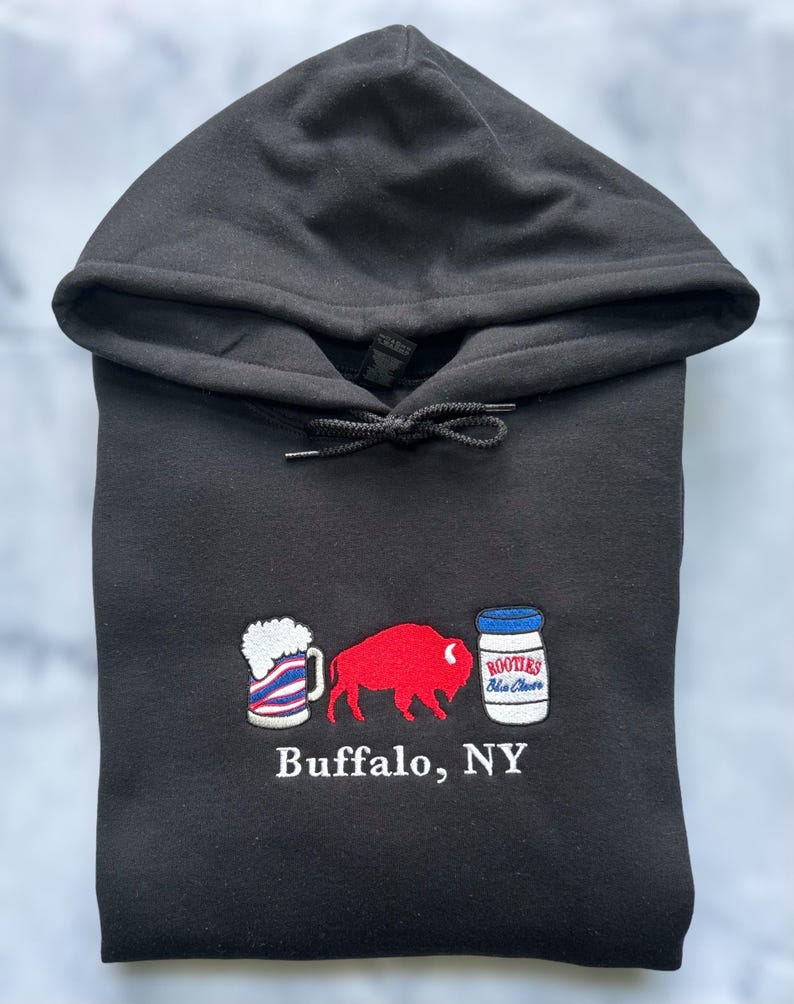 Embroidered Bills, Beer, and Blue Cheese Hoodie | Buffalo - Etsy