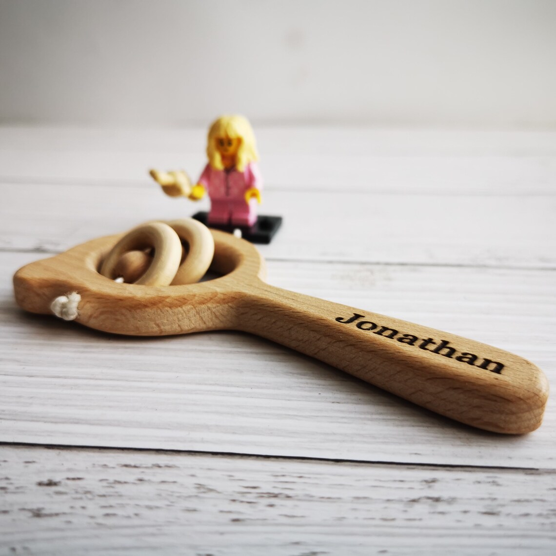 Wooden Rattle Personalised Baby Rattle Toy Baby Keepsake Newborn Gift ...