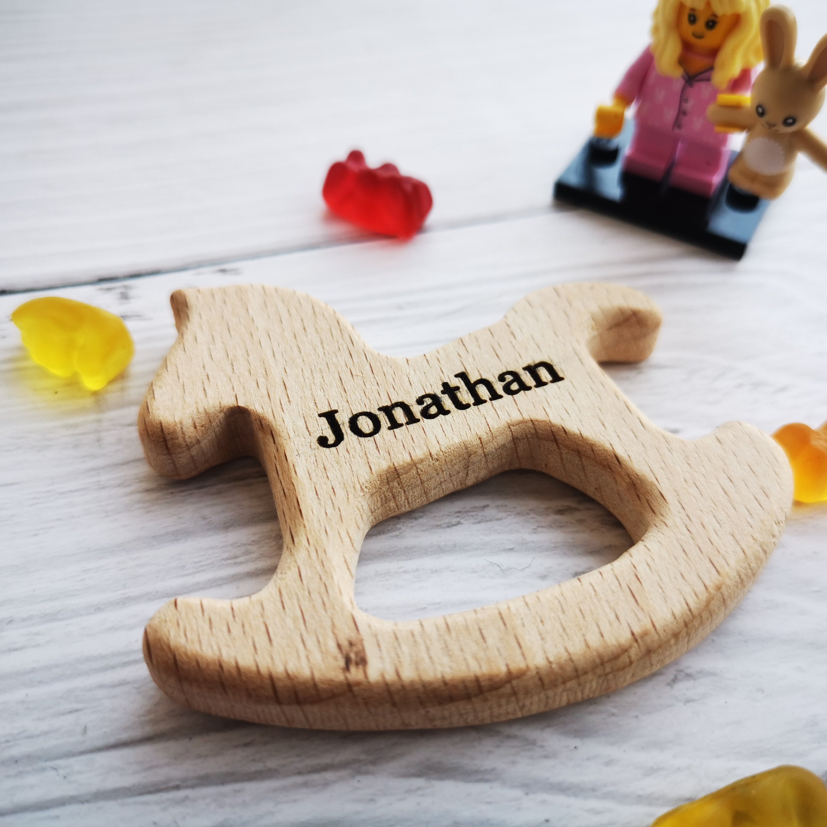 Personalized Wooden Teether With Name,teether Ring Animal,eco Friendly ...