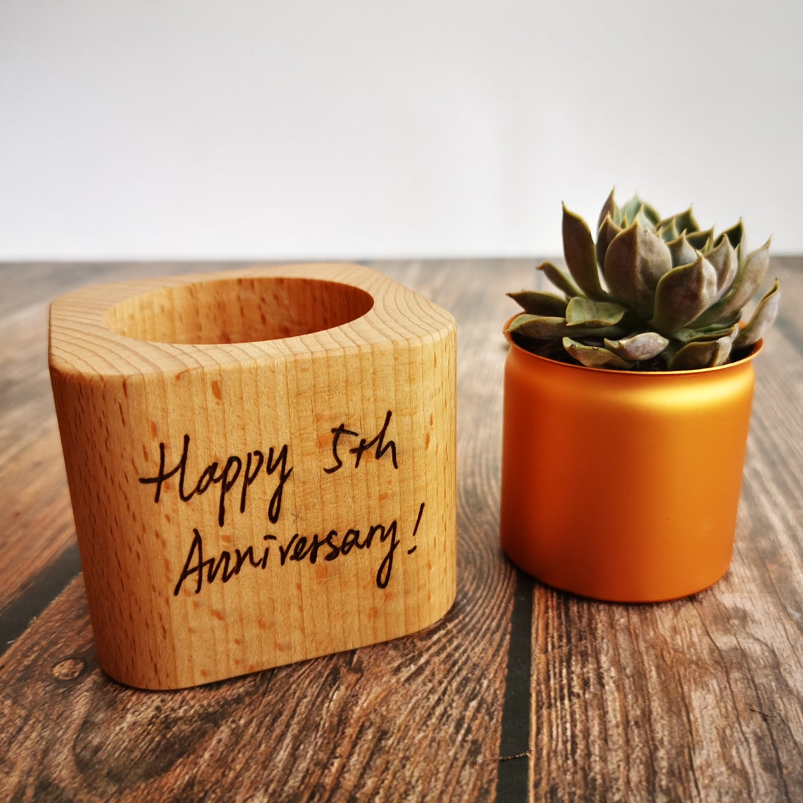 Personalized Wood Plant Pot Engraved Photo Custom Wood Flower Box ...