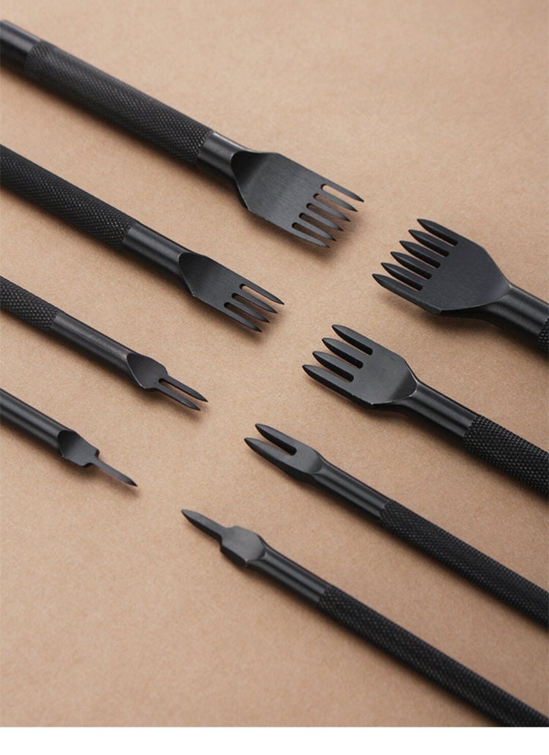 Leather Craft Diamond Pricking Iron Set Diamond Chisel 1+2+4+6 Prongs ...