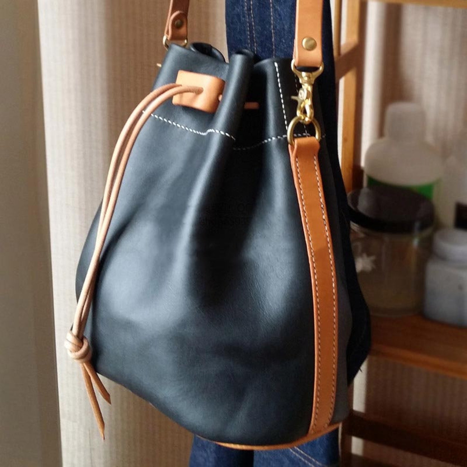 Leather Bucket Bag Shoulder Bag PDF Pattern with Simple Photo - Etsy