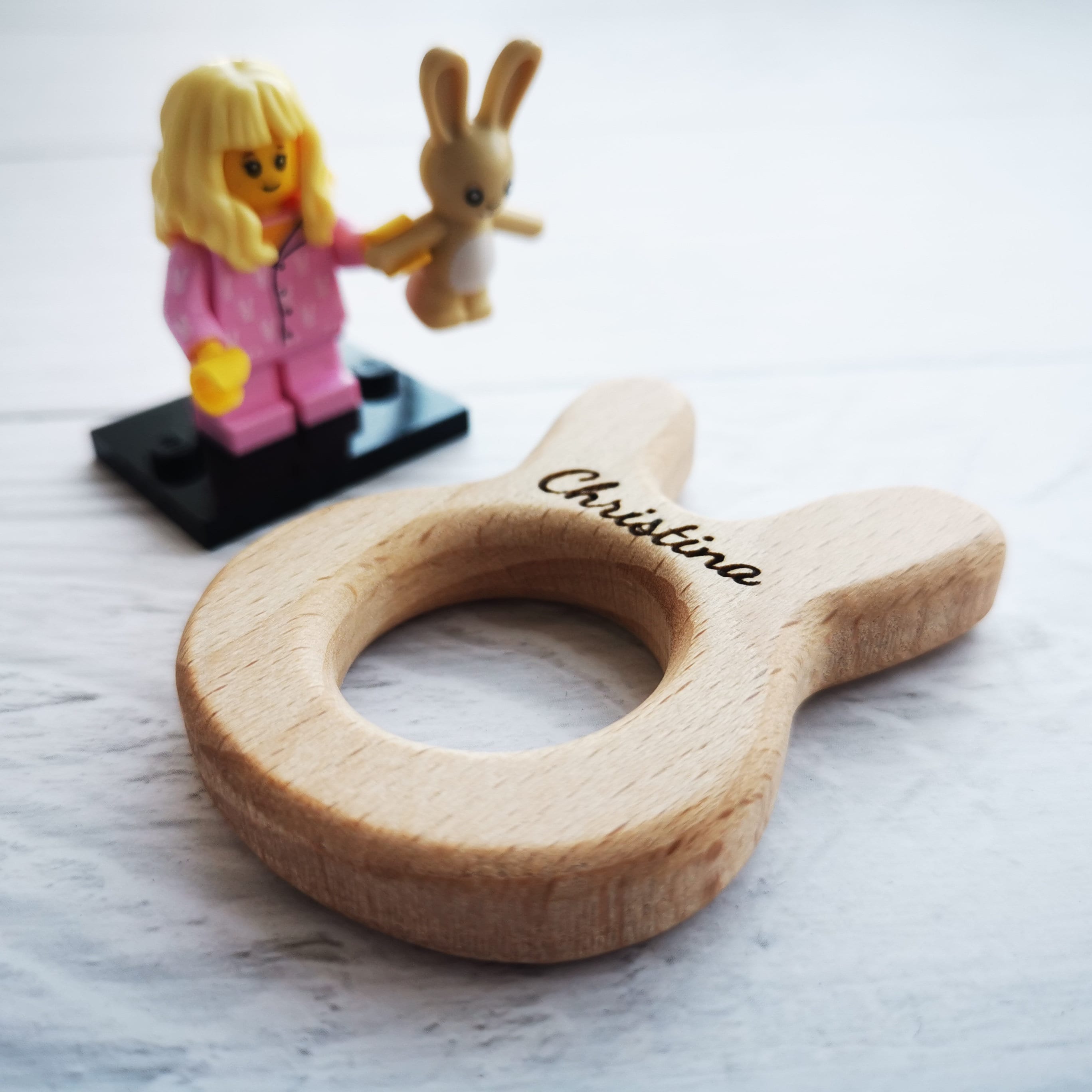 Personalized Wooden Teether With Name,teether Ring Animal,eco Friendly ...