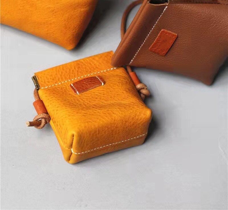 Leather Squeeze Key Case Key Holder Coin Case Bag Earphone - Etsy