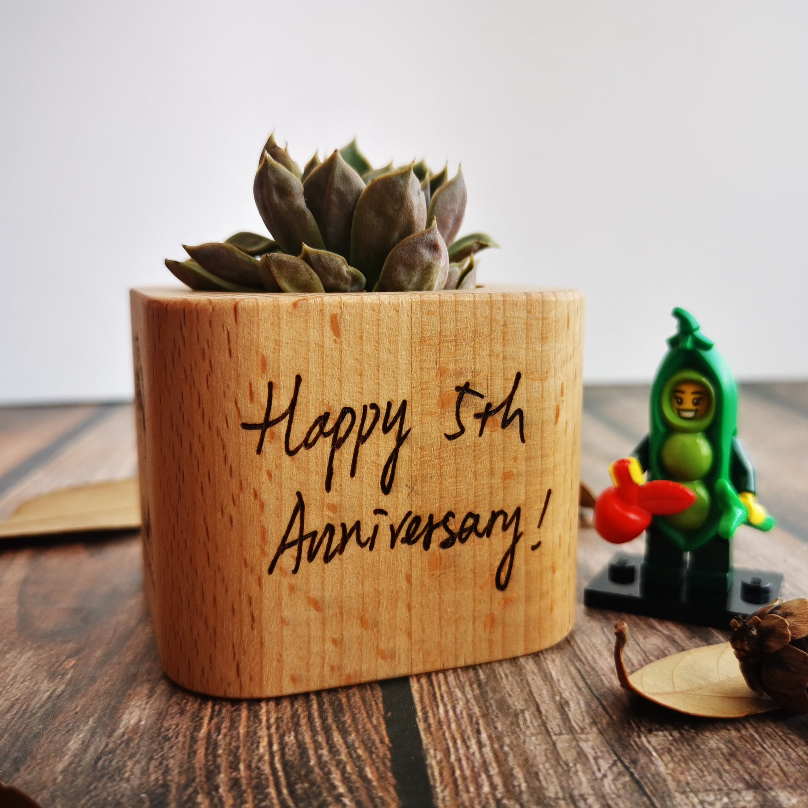 Personalized Wood Plant Pot Engraved Photo Custom Wood Flower Box ...