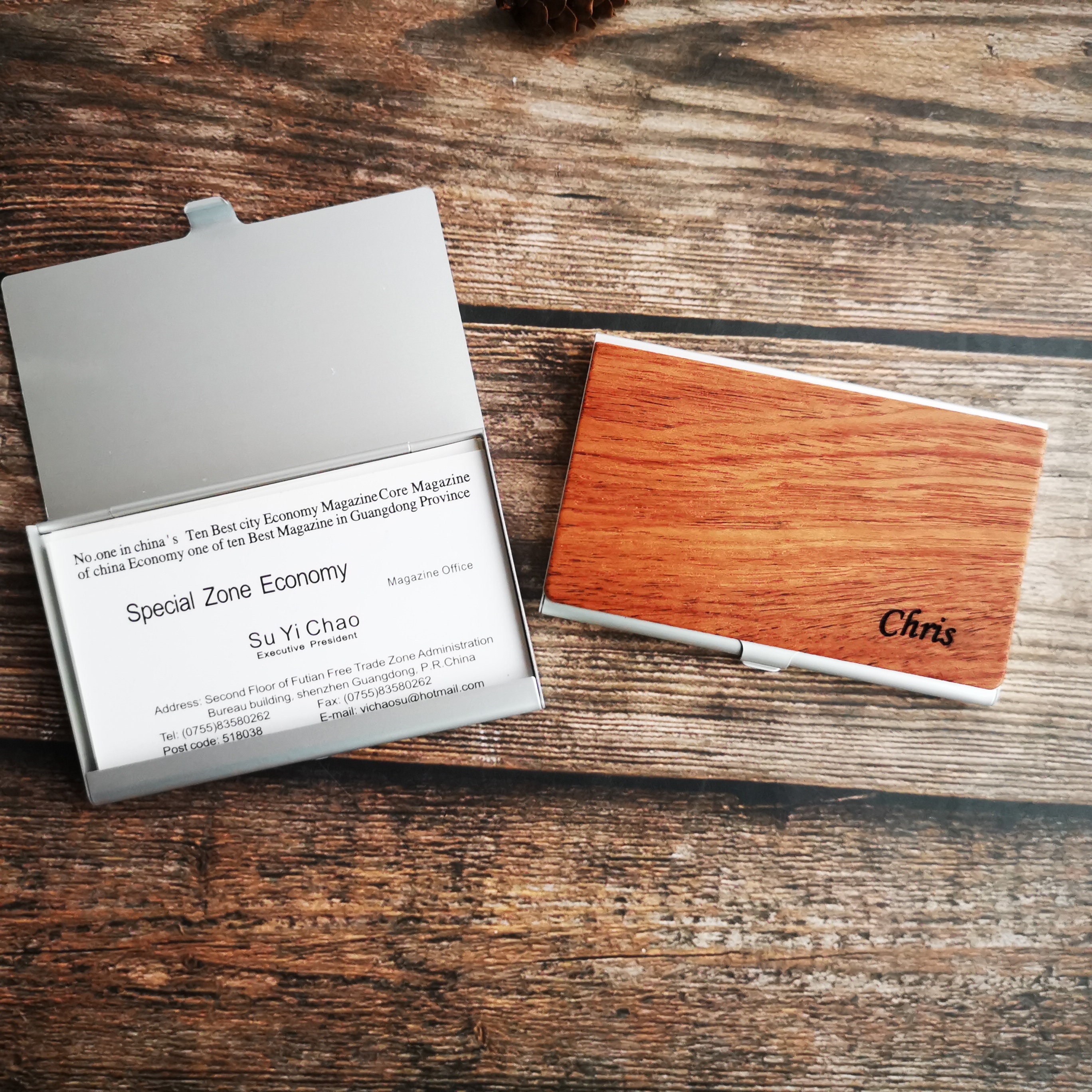 Personalized Wood Business Card Case, Logo Company Business Card Holder ...