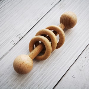 Wooden Rattle Personalised Baby Rattle Toy Baby Keepsake Newborn Gift ...