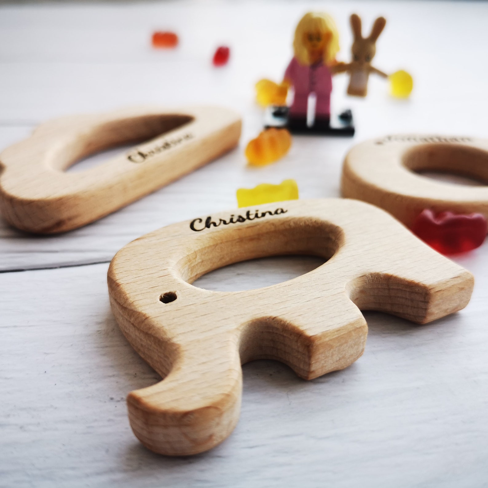 Personalized Wooden Teether With Name,teether Ring Animal,eco Friendly ...