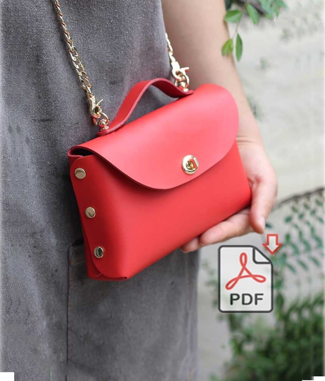 Leather Crossbody Bag No Sewing Rivet Handbag PDF Pattern DIY Valentine ...