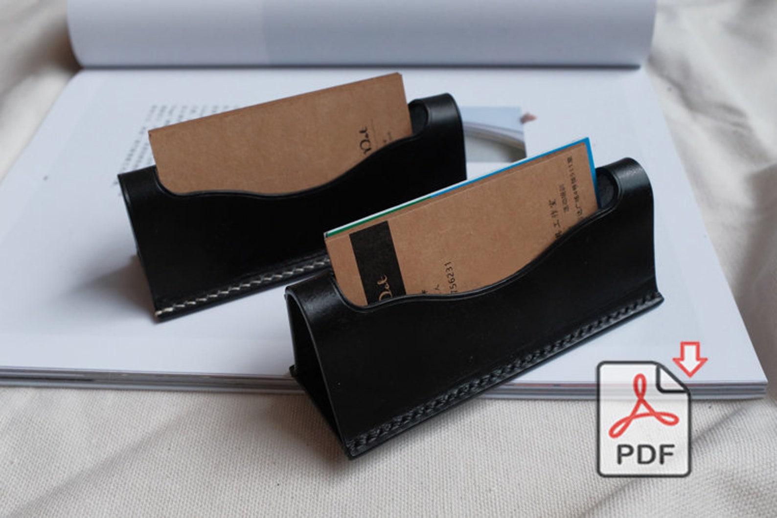 Leather Business Card Stand PDF Pattern DIY Valentine's | Etsy