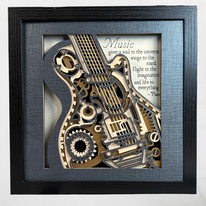 Steampunk Guitar Art Wall Hanging Decoration Music Themed Mechanical ...