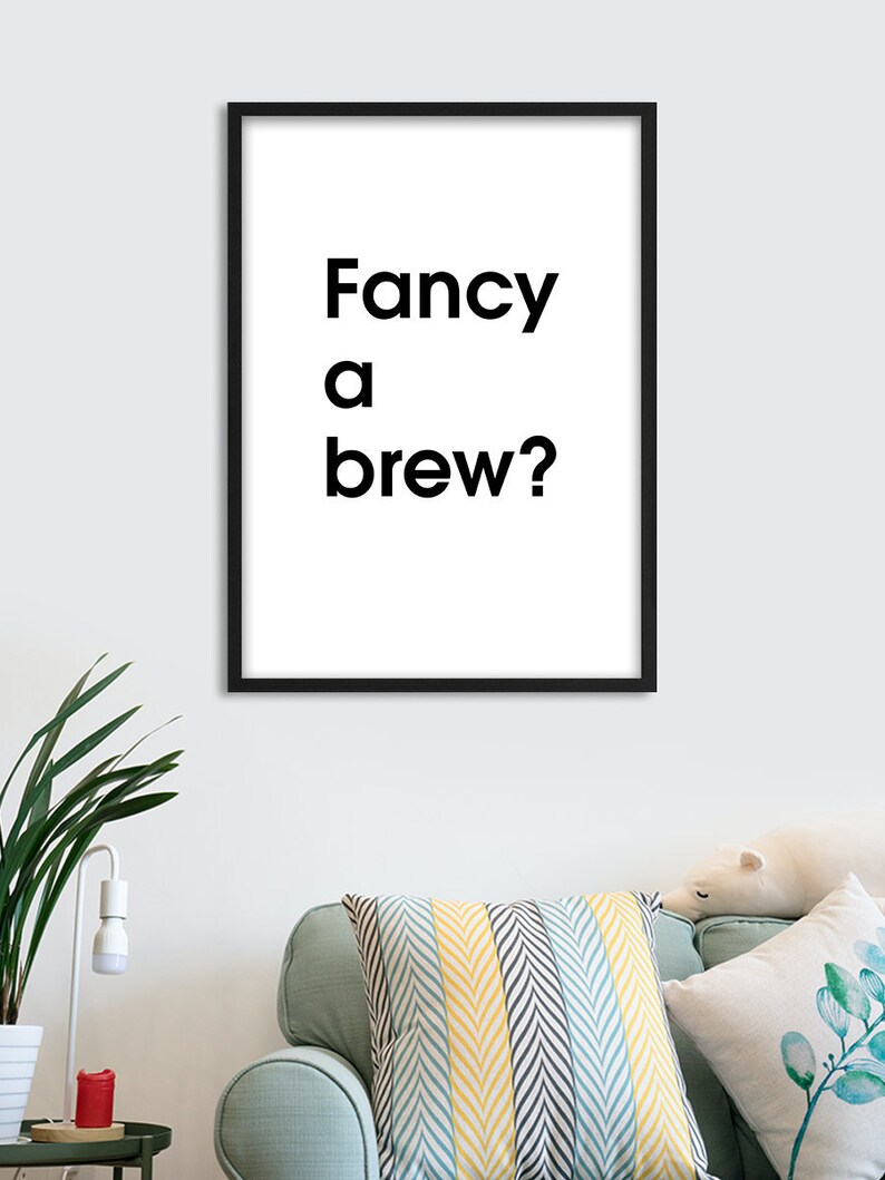 Fancy A Brew Text Poster Wall Art Home Decor Art Print - Etsy
