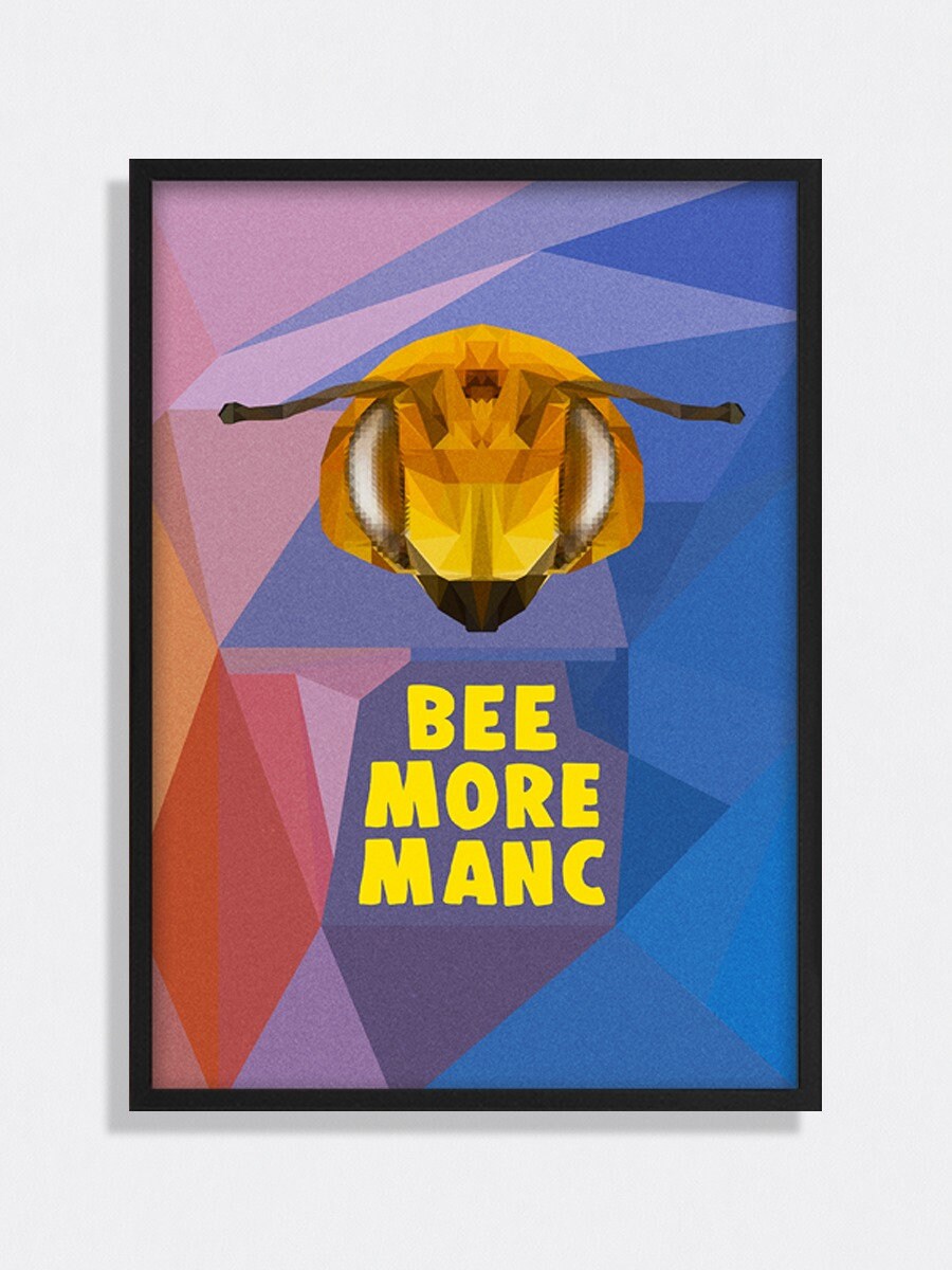 Manchester Bee Multi-colour Print City Poster Wall Art Home | Etsy