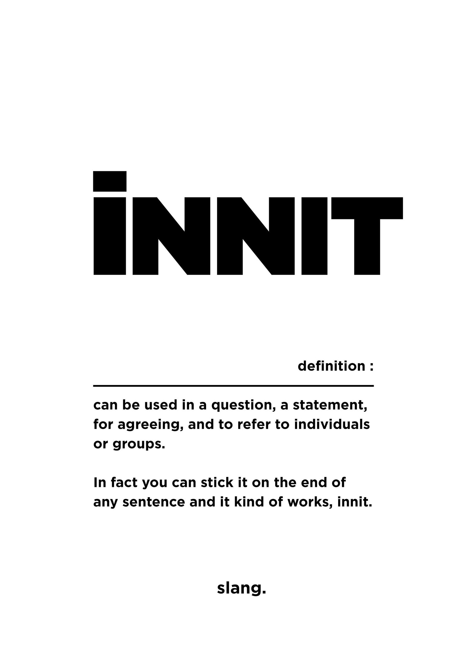 Innit Print Poster Wall Art Home Decor Definition - Etsy