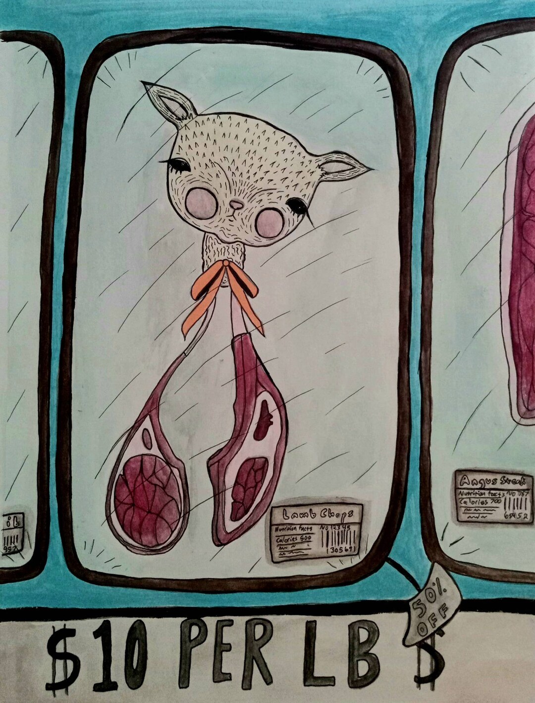 Lamb Chops Butcher Shop Creepy Cute Art Print - Etsy