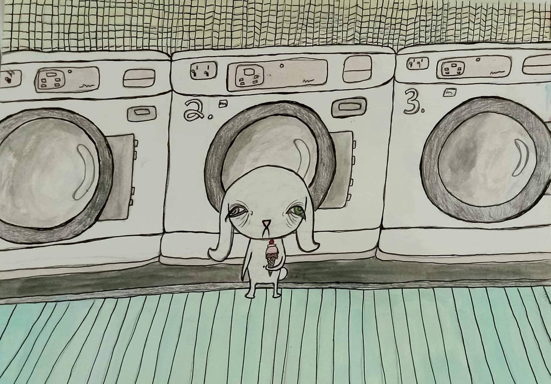 Laundromat Bunny Creepy Cute Art Print - Etsy
