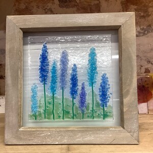 Fused Glass Hyacinth Box Frame Picture - Blues - Etsy