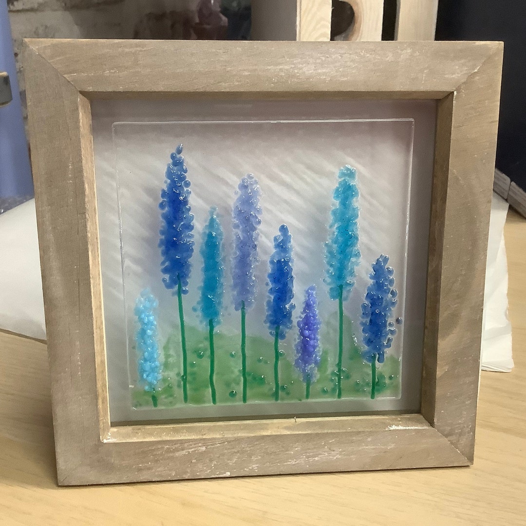 Fused Glass Hyacinth Box Frame Picture - Blues - Etsy