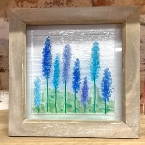 Fused Glass Hyacinth Box Frame Picture - Blues - Etsy
