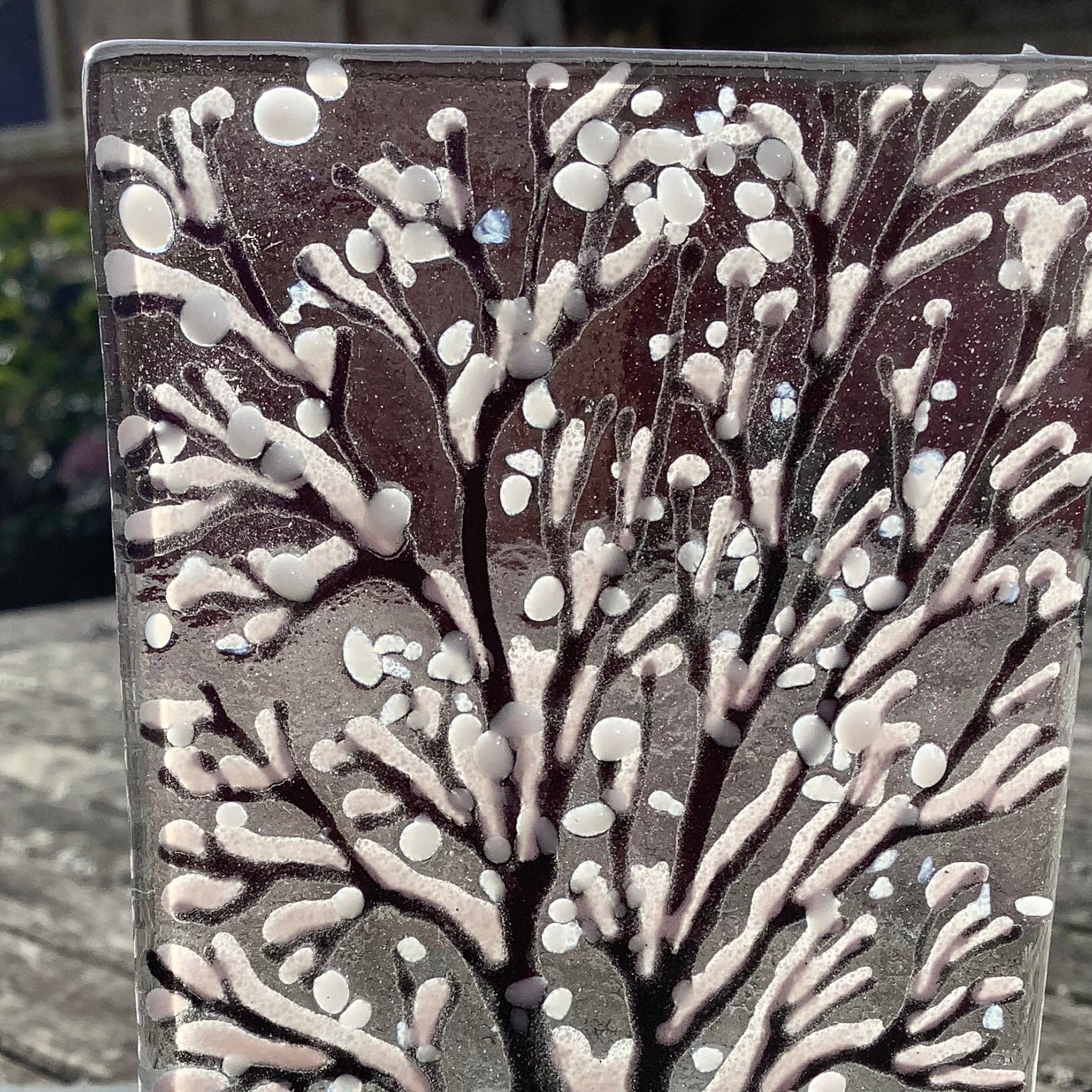 Fused Glass Winter Tree T-light Holder - Etsy