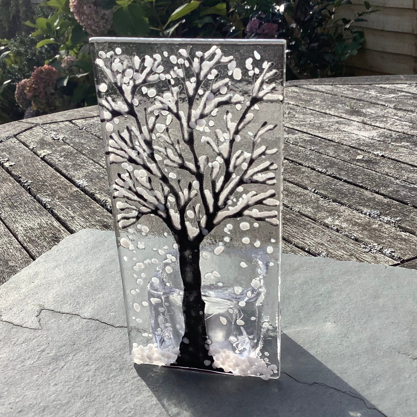 Fused Glass Winter Tree T-light Holder - Etsy
