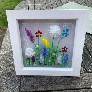 Fused Glass Hyacinth Box Frame Picture - Blues - Etsy