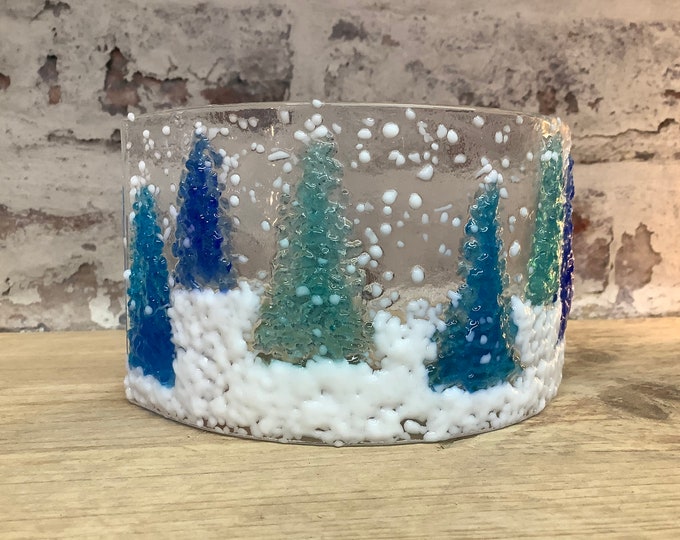 Fused Glass Tree Candle Screens - Etsy