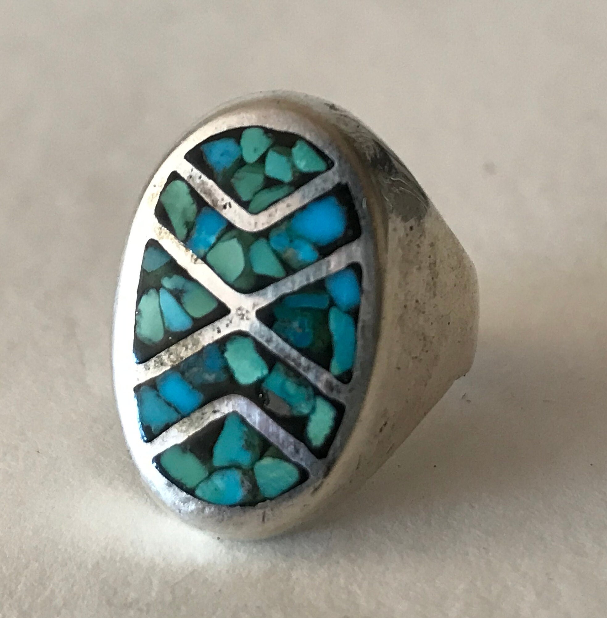 Crushed Turquoise Inlay Ring Vintage - Etsy