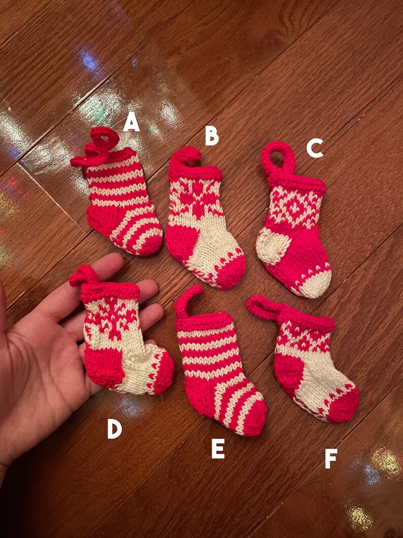 Miniature Stockings // Tiny Knit Stocking Ornaments - Etsy