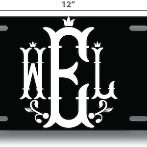 Personalized Monogram License Plate 20 Fonts and Colors to Choose From ...