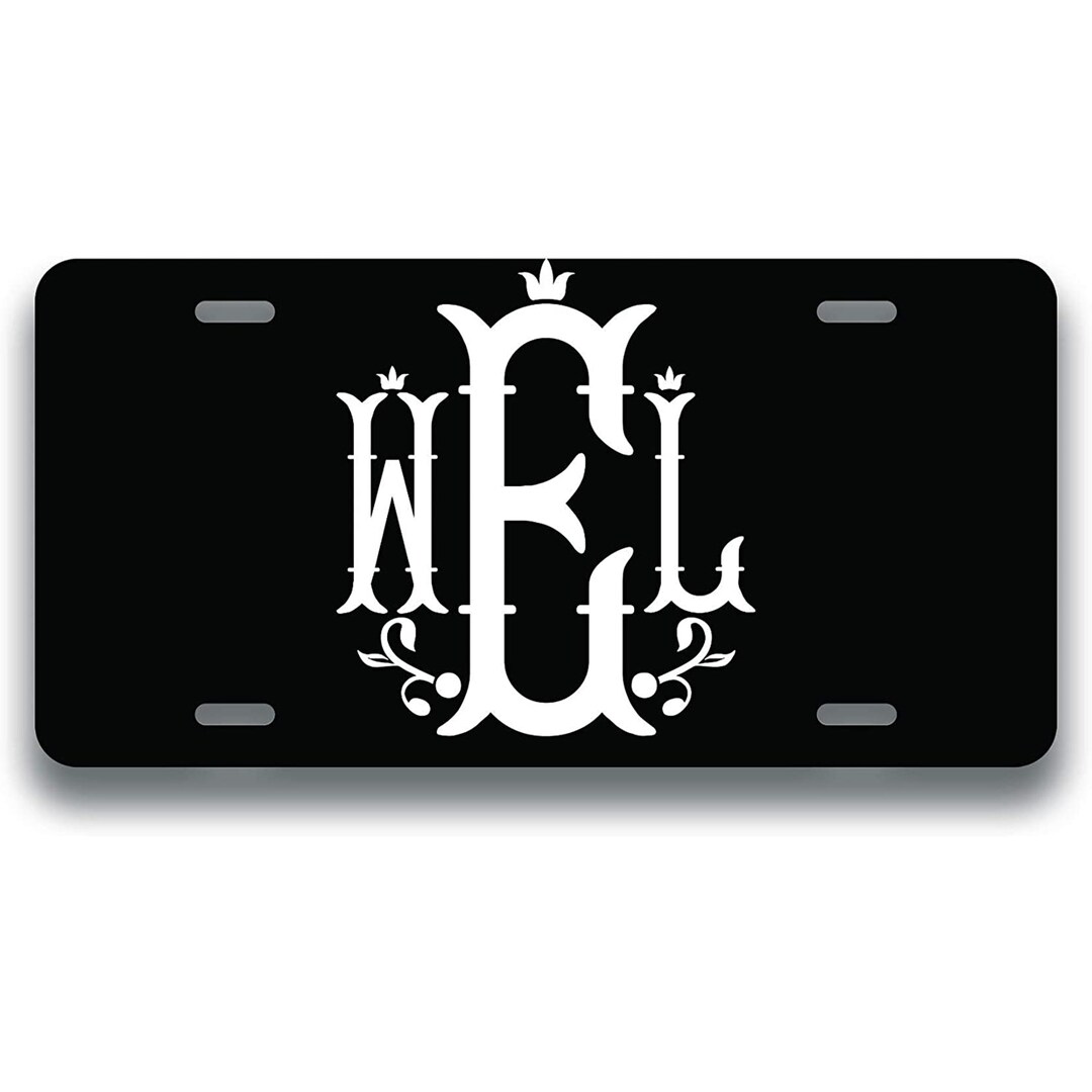 Personalized Monogram License Plate 20 Fonts and Colors to Choose From ...